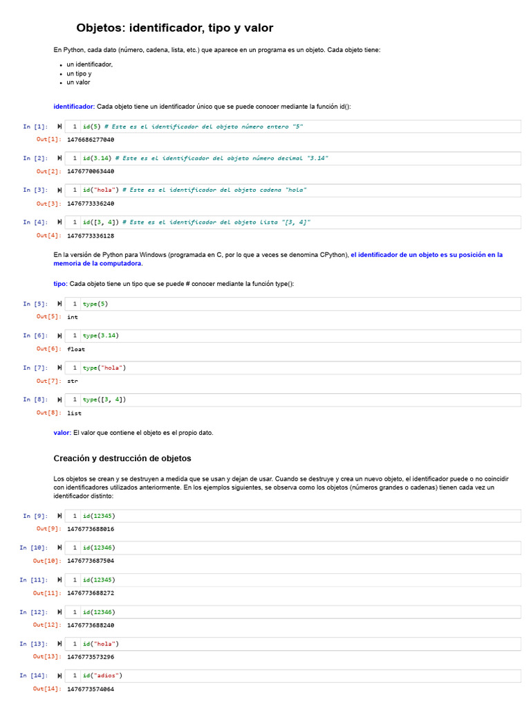 3.1.identificador Tipo y Valor - Jupyter Notebook | PDF | Python (lenguaje de programación ...