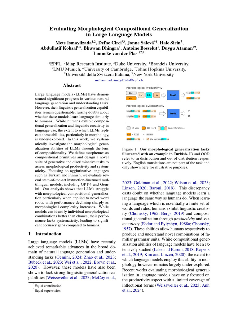 Evaluating Morphological Compositional Generalization in Large Language Models | PDF ...
