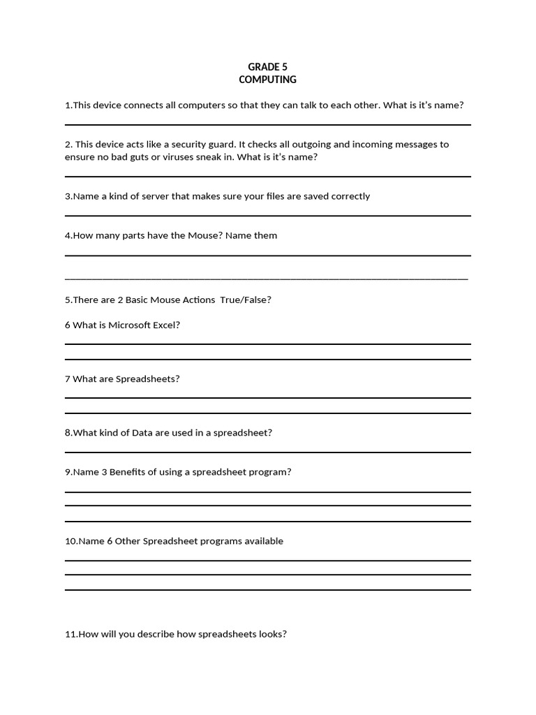 Grade 5 Computing Revision (Oxford Computing Learners Book 5) | PDF ...