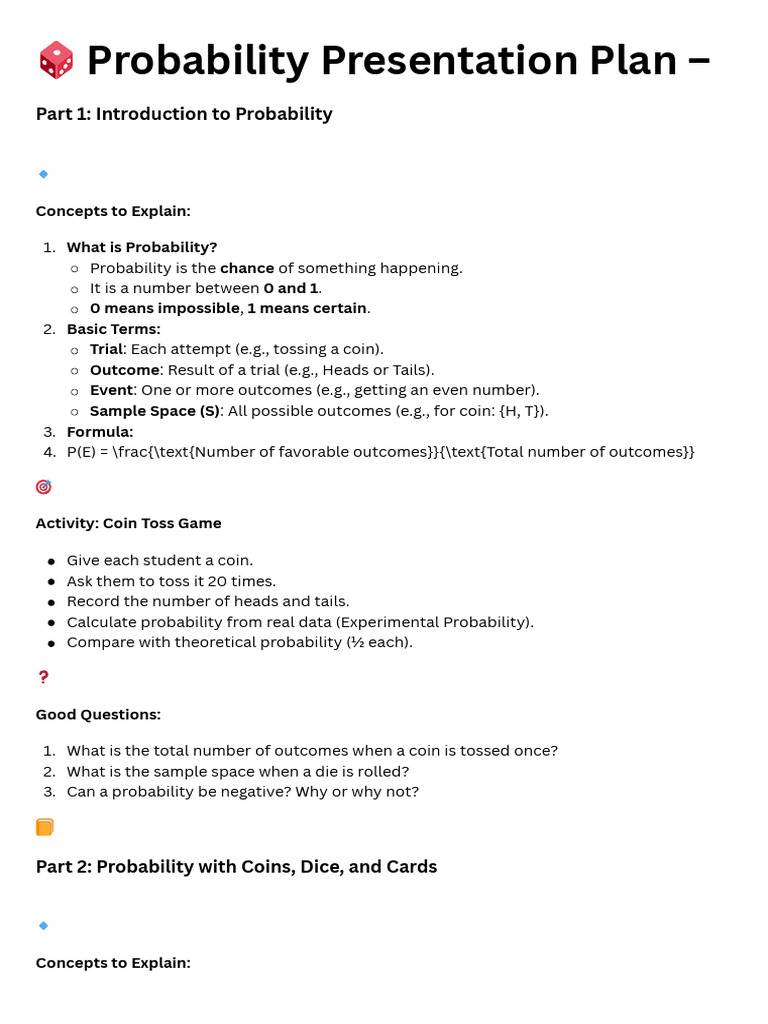 ? Probability Presentation Plan | PDF | Probability | Probability And Statistics