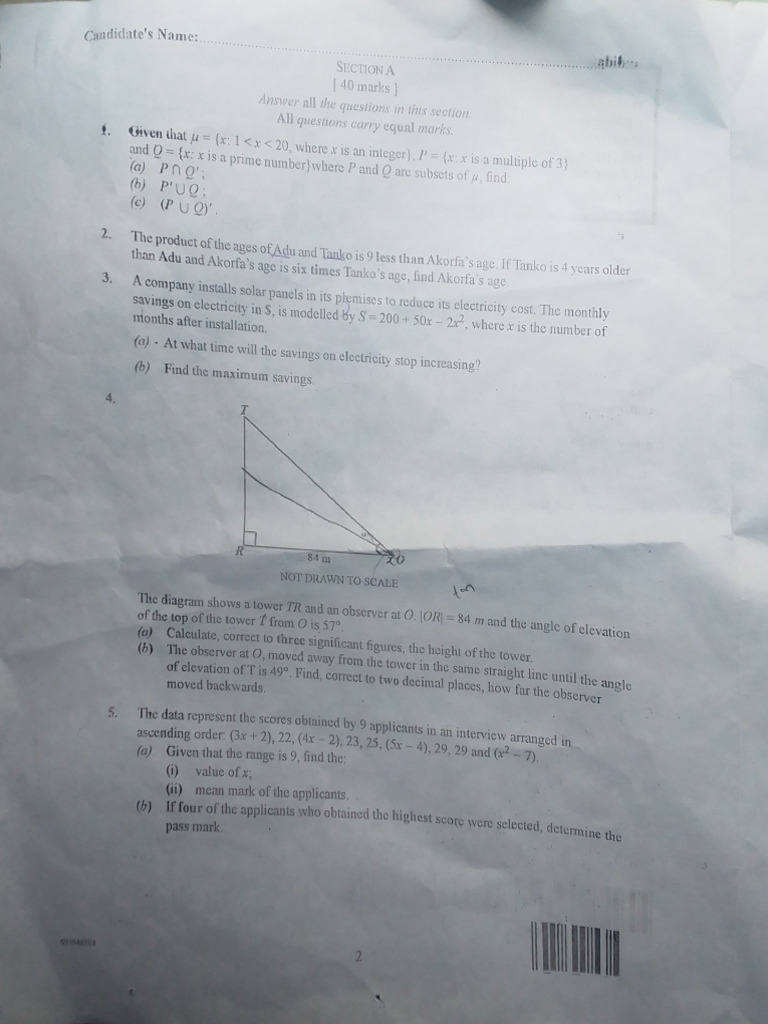 Maths Waec 2025 | PDF