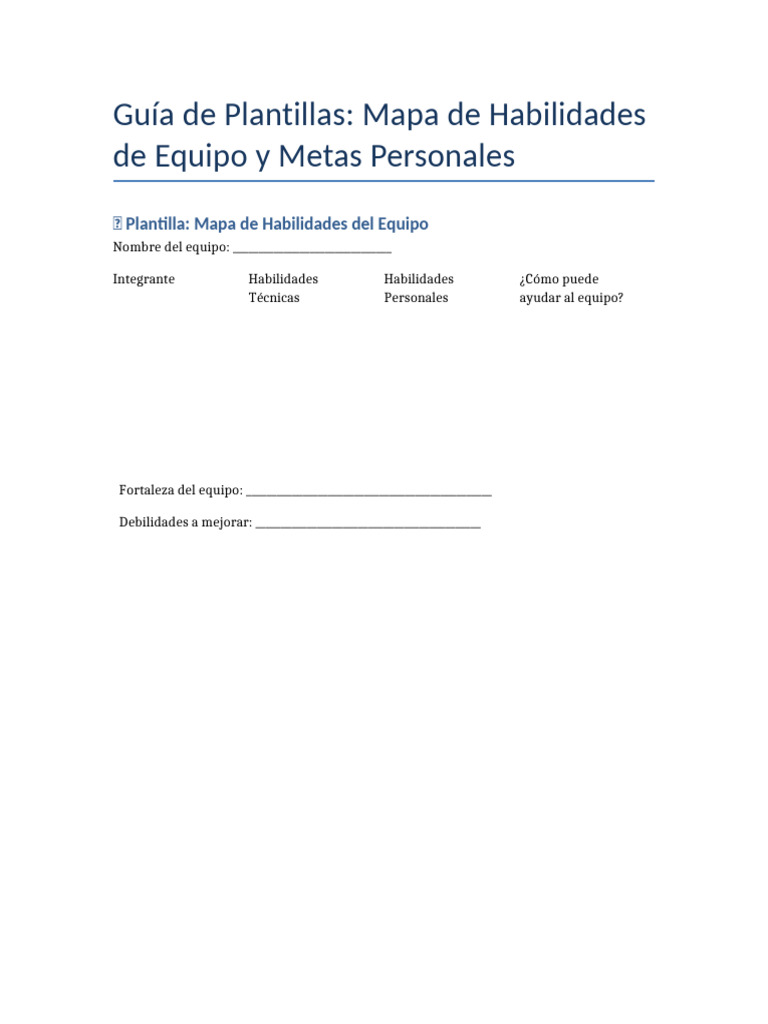 Plantillas Mapa Habilidades Metas Personales | PDF