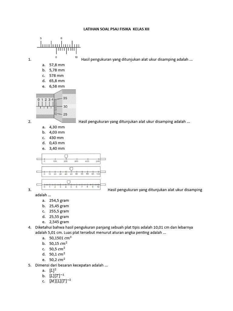 Latihan Soal Psaj Fisika Kelas Xii | PDF