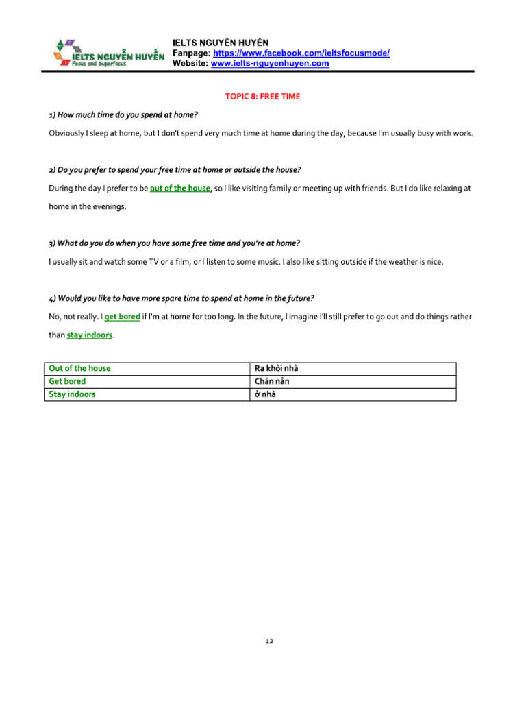 Speaking (Free Time) | PDF
