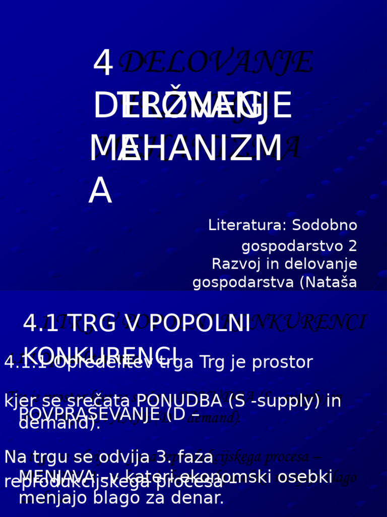 Delovanje Tržnega Mehanizma PDF | PDF