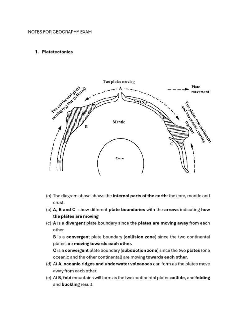 Notes For Geography Exam | PDF | Plate Tectonics | Earth Sciences