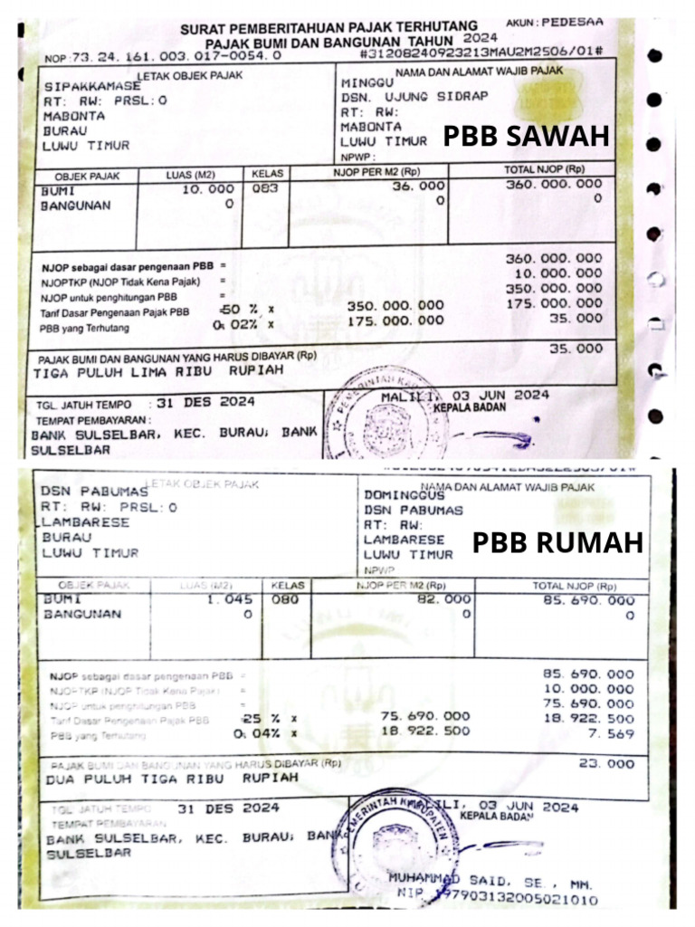 Bukti Pembayaran PBB | PDF