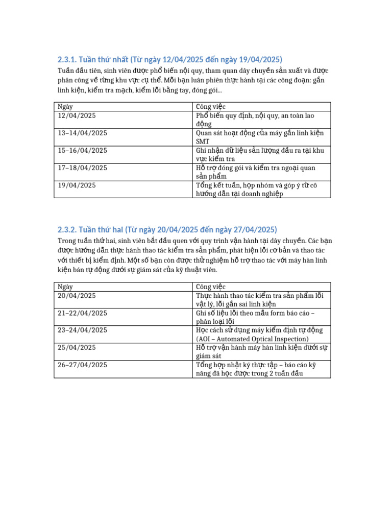 BaoCao ThucTap Tuan1 Tuan2 | PDF