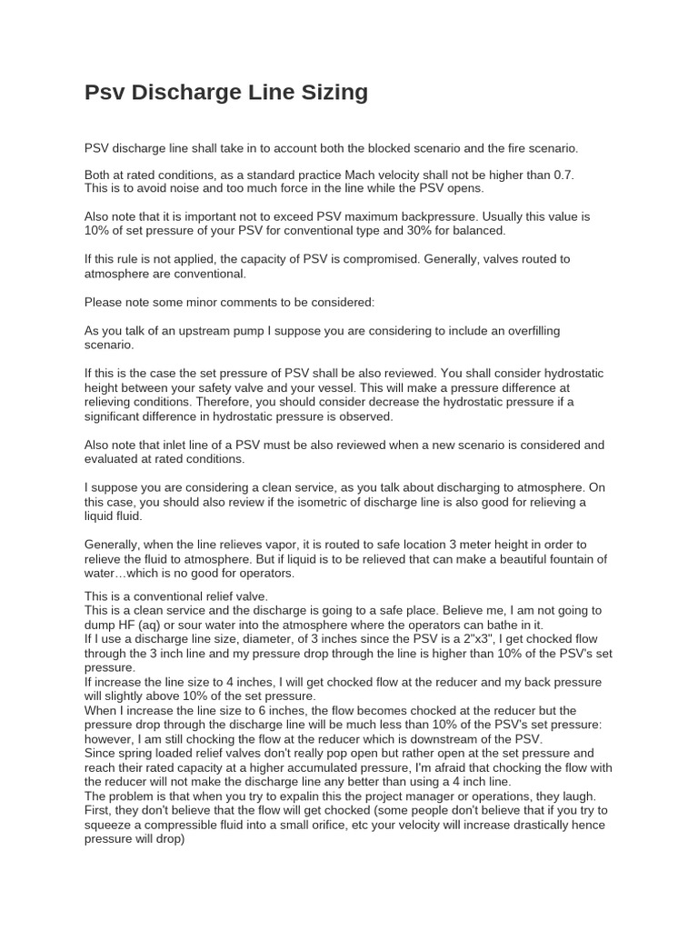 PSV Discharge Line Sizing | PDF | Pressure | Liquids