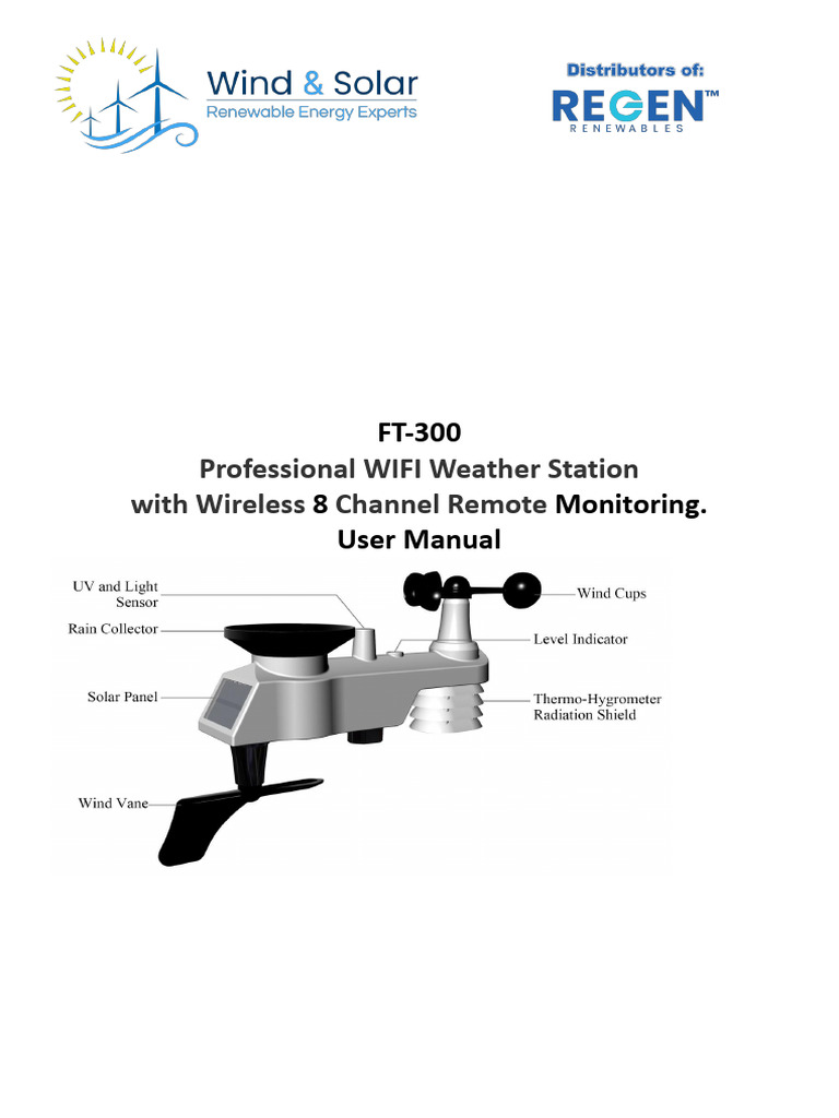 FT-300 Weather Station User Manual | PDF | Wi Fi | Humidity