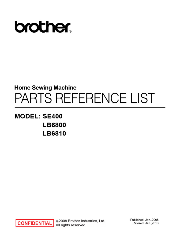 SE400 Parts Diagram and List | PDF | Sewing Machine | Screw