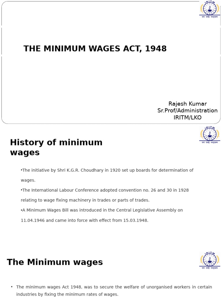 Minimum Wages Act 1948 | PDF | Cost Of Living | Overtime