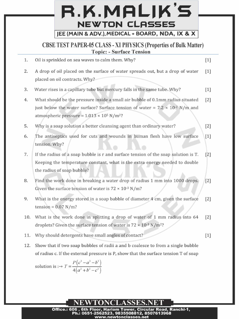 Properties of Bulk Matter T5 | PDF