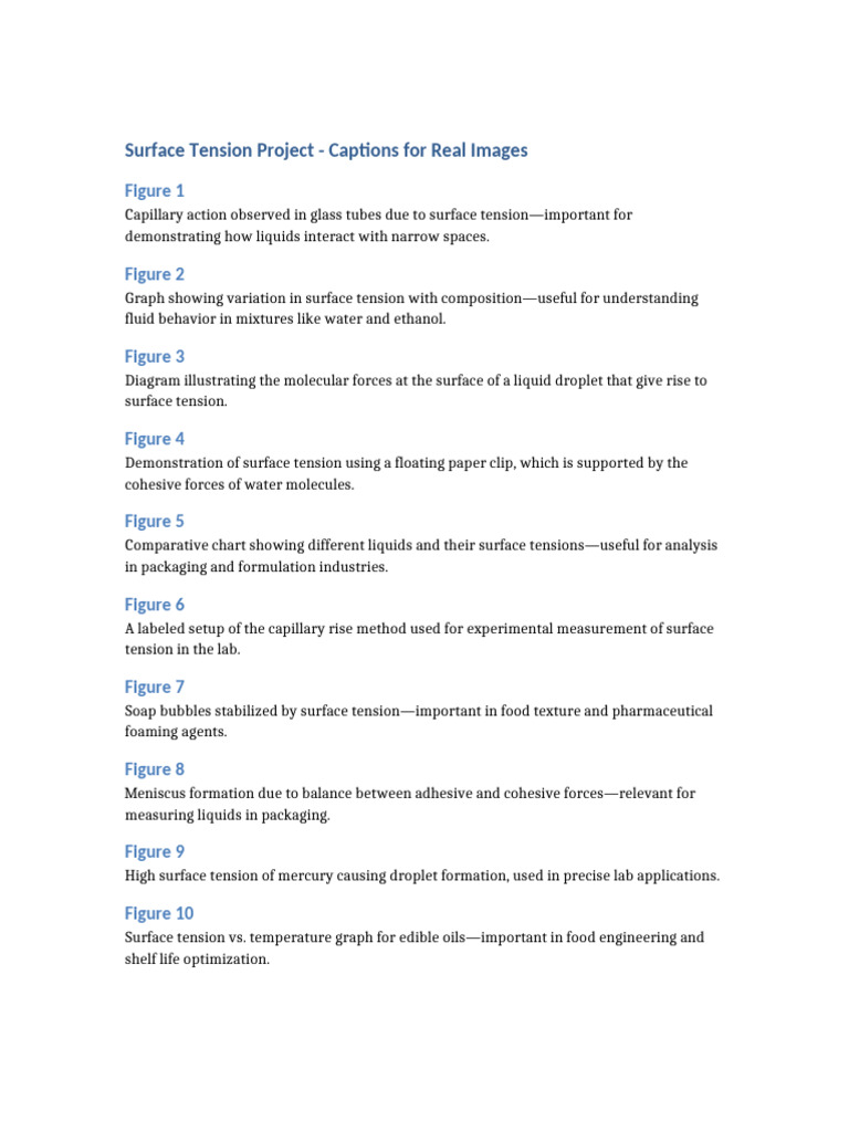 Surface Tension in Real-World Applications | PDF