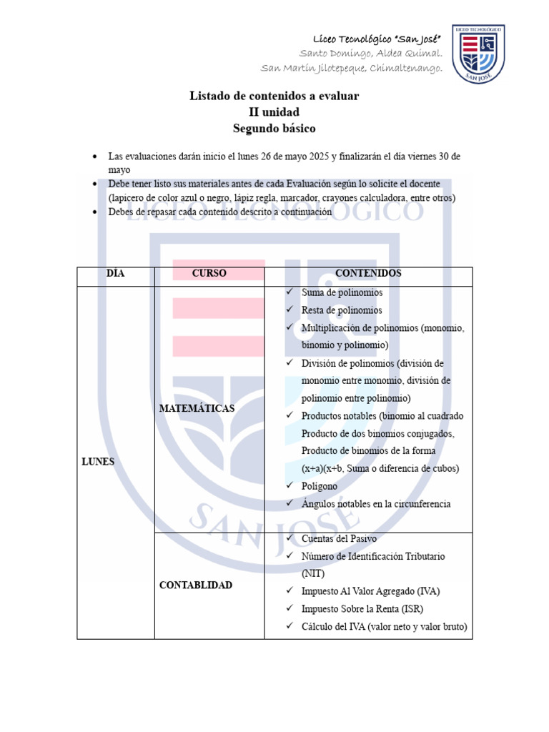 Temario 2do, 2do Bimestre | PDF