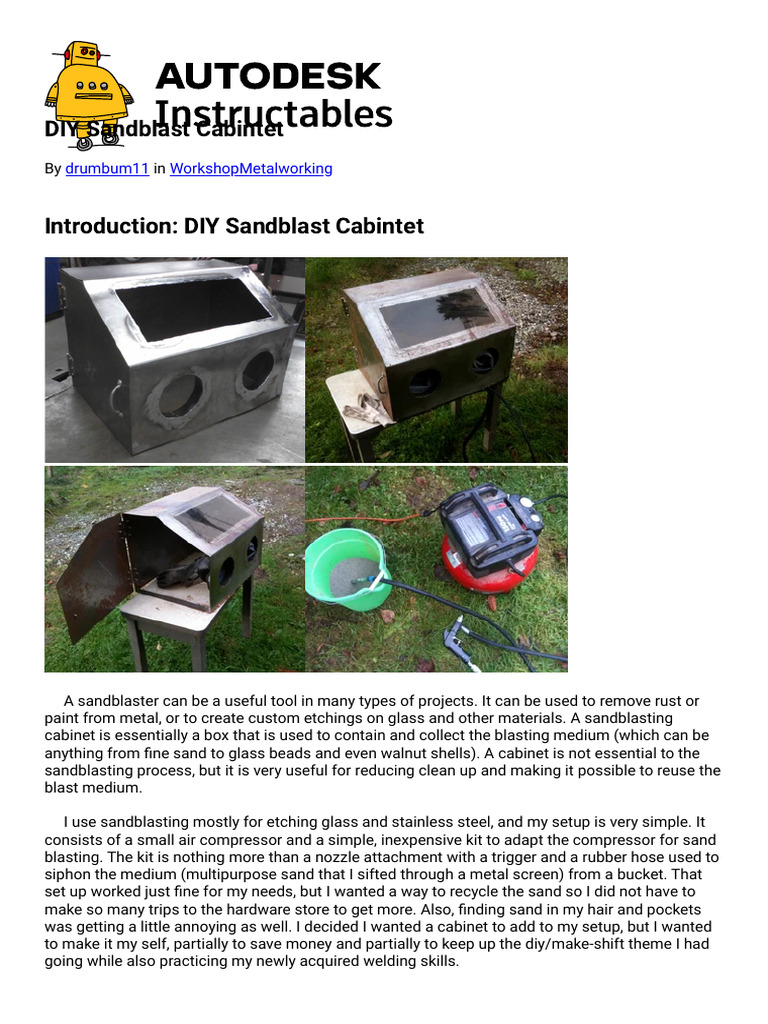 DIY Sandblast Cabintet - 6 Steps (With Pictures) - Instructables | PDF | Sheet Metal ...