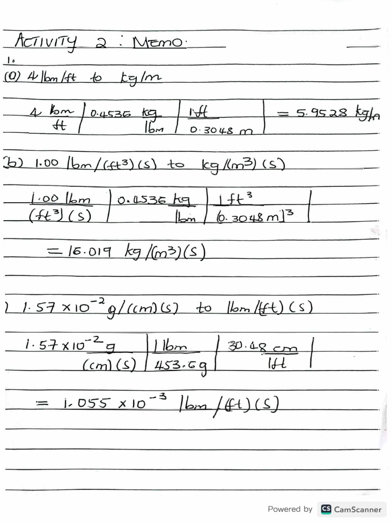 Tutorial 1 Conversions Memo | PDF