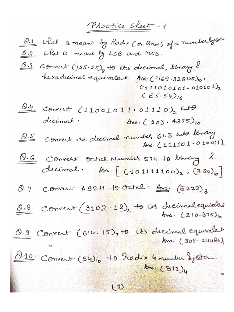 Practice Sheet 1 | PDF