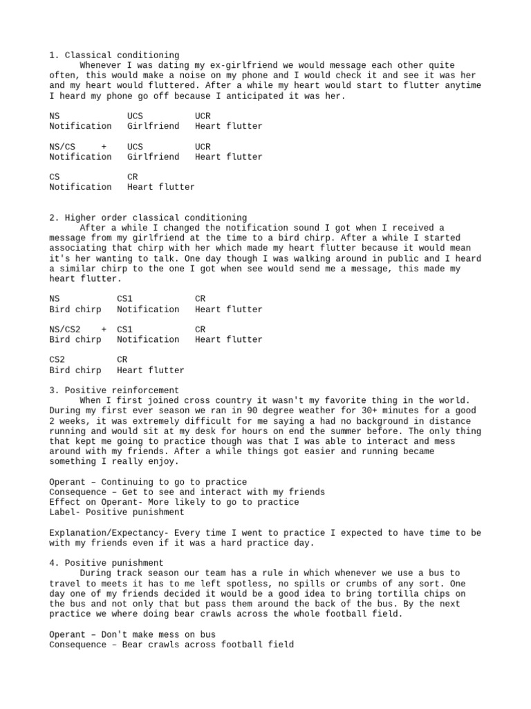 Classical and Operant Conditioning Assignment | PDF | Classical ...