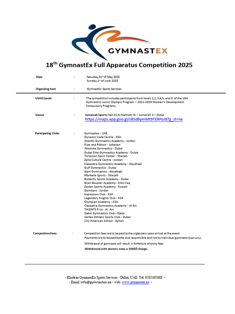 GymnastEx Full Apparatus Competition 2025 | PDF | Olympic Sports ...