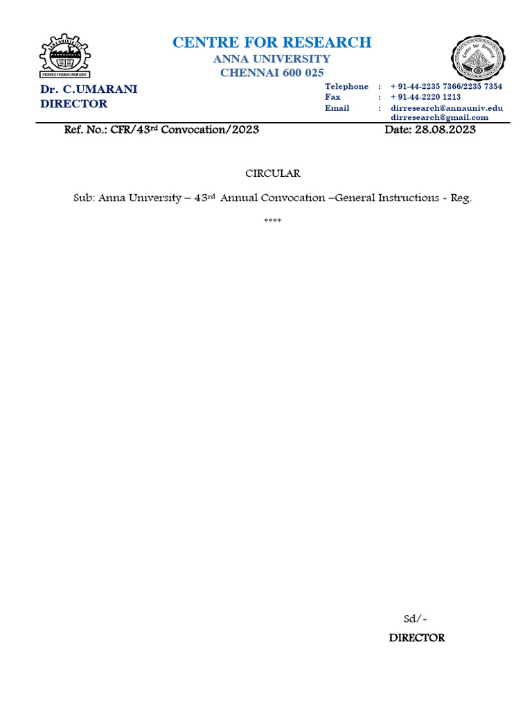 43rd Convocation Instructions | PDF