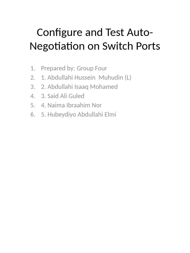 Auto Negotiation Presentation Group4 | PDF | Network Switch | Computer Network