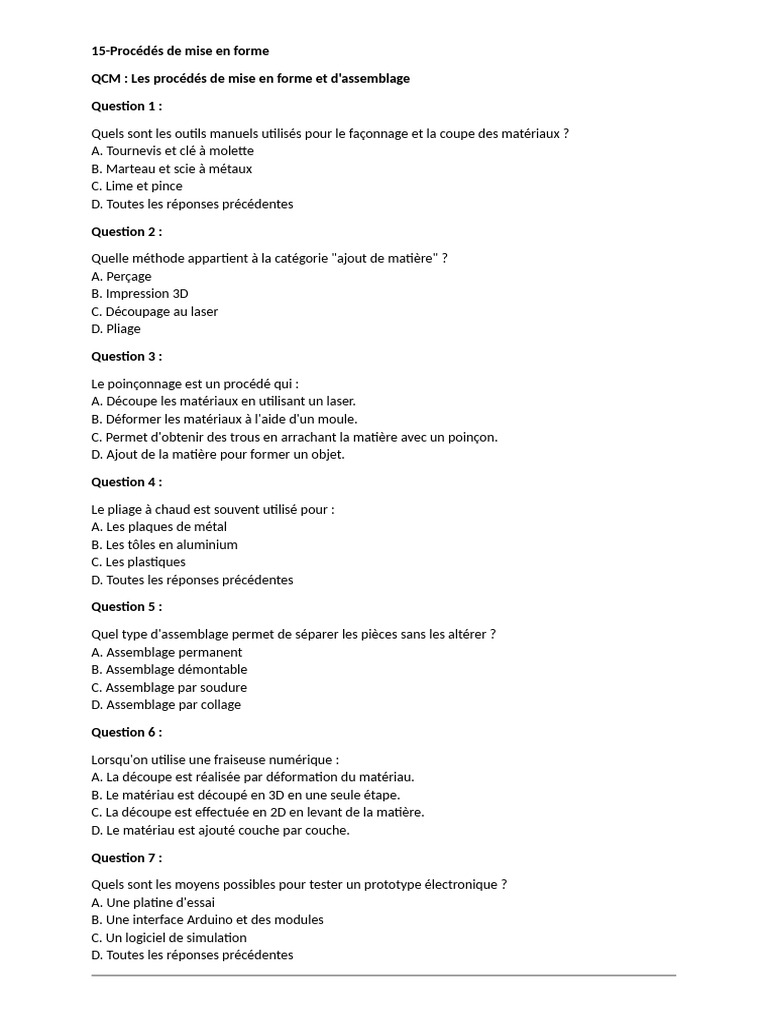 Procédés de mise en forme et assemblage | PDF