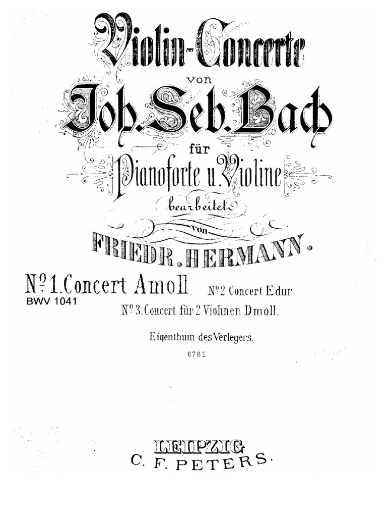 Bach VLN Concerto A Minor - Piano | PDF