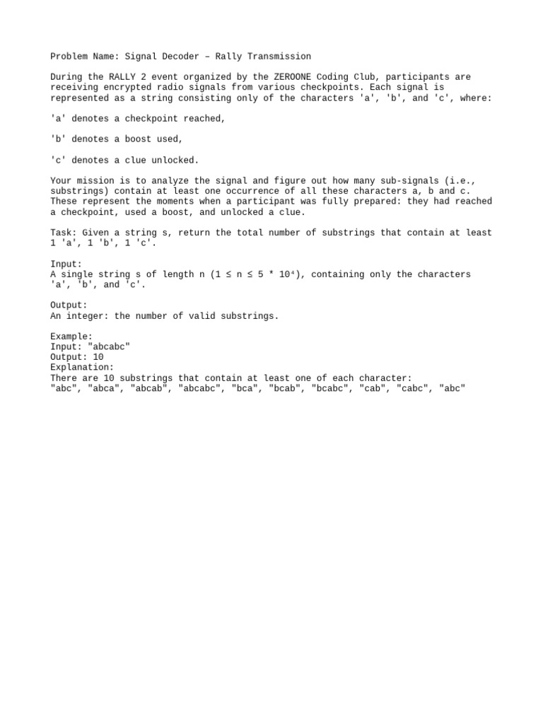 Problem Name Signal Decoder - Rally | PDF
