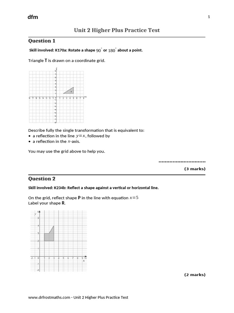 Unit 2 Higher Plus Practice Test | PDF | Shape | Square Root