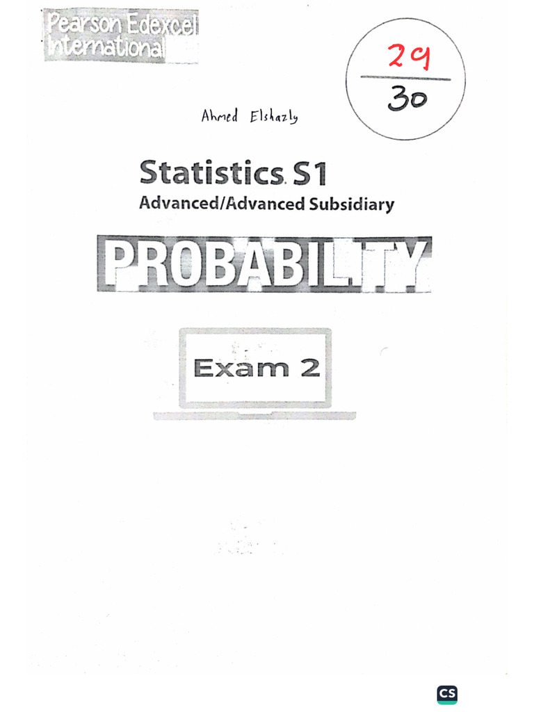 S1 Probability Quiz | PDF