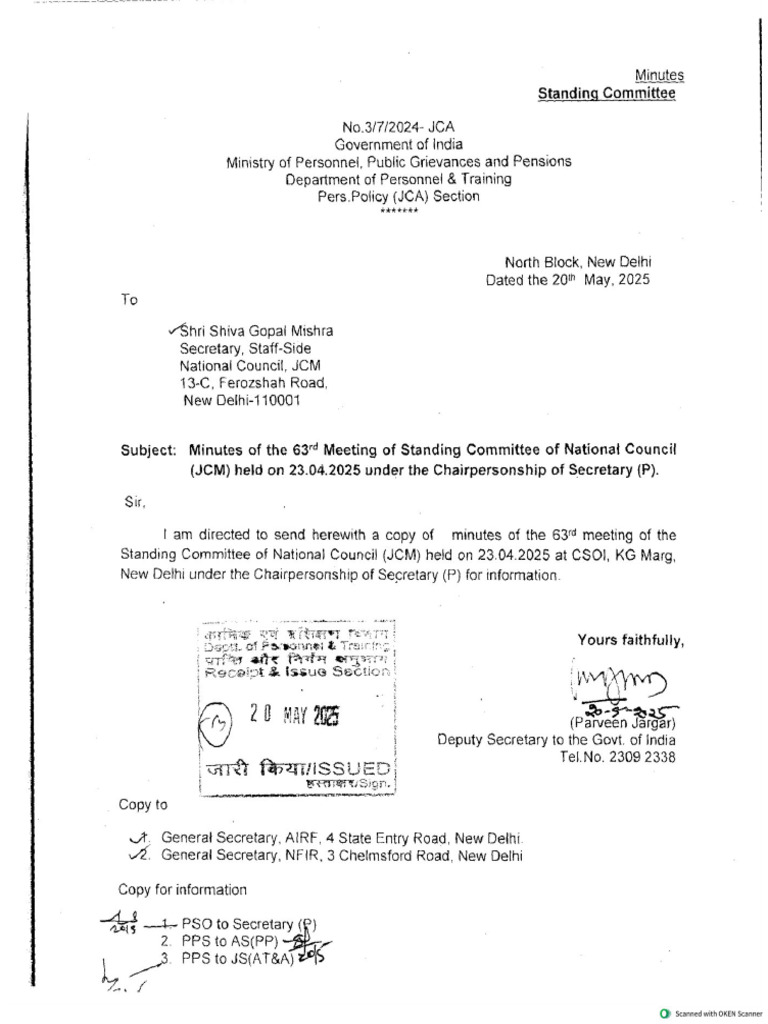 Minutes of 63rd SCNC (JCM) | PDF