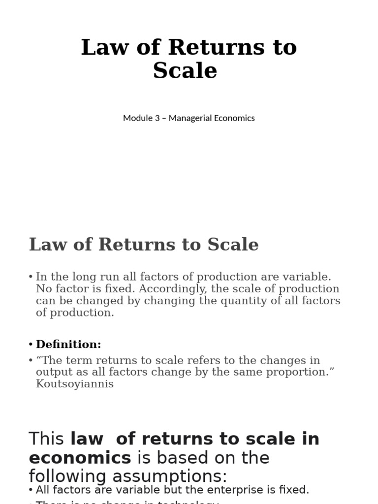 Module 3 - Law of Returns To Scale | PDF | Input–Output Model ...