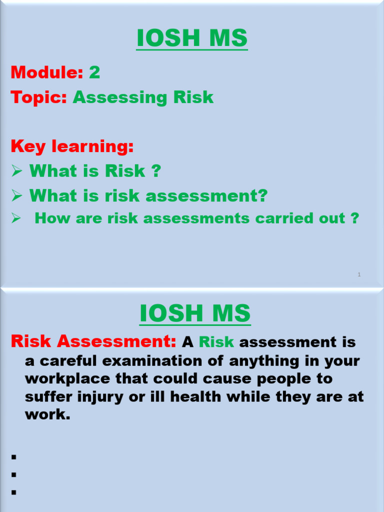 IOSH Module 2 | PDF | Risk | Risk Assessment