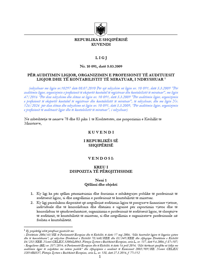 Ligji I Auditimit I Ndryshuar 1 | PDF
