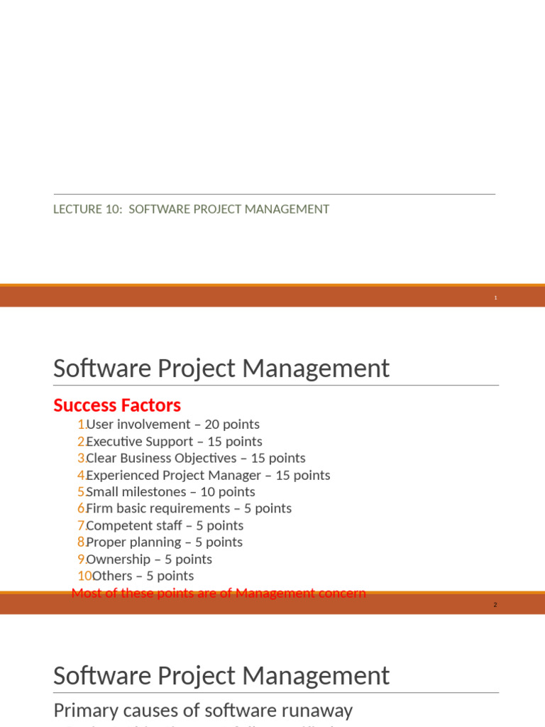 SE Lecture 10 Software Project Management 30042025 092532am | PDF | Project Management | Computing
