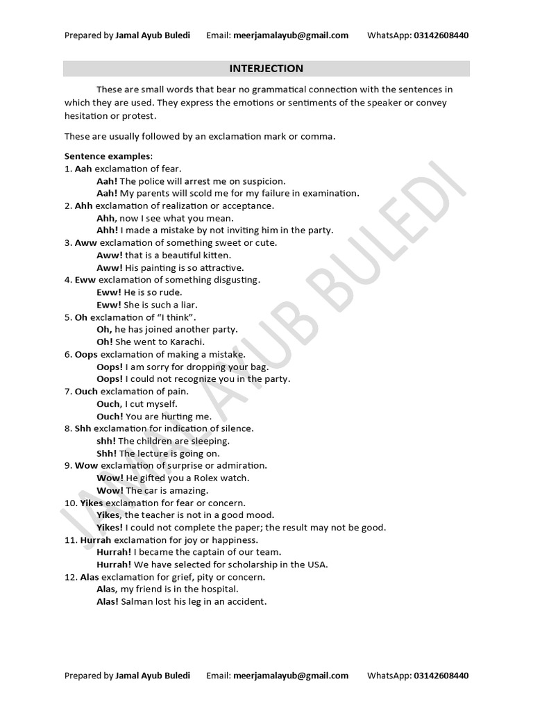 Interjection (Updated Feb4 2025) | PDF
