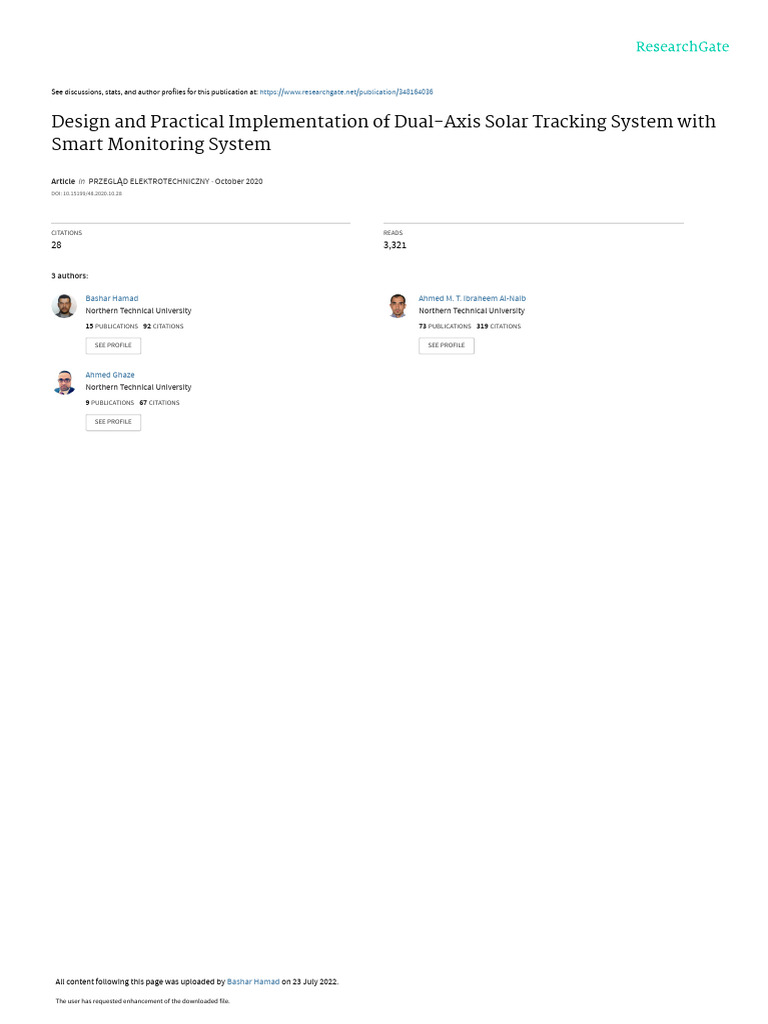 Design and Practical Implementation of Dual Axis Solar Tracking System ...