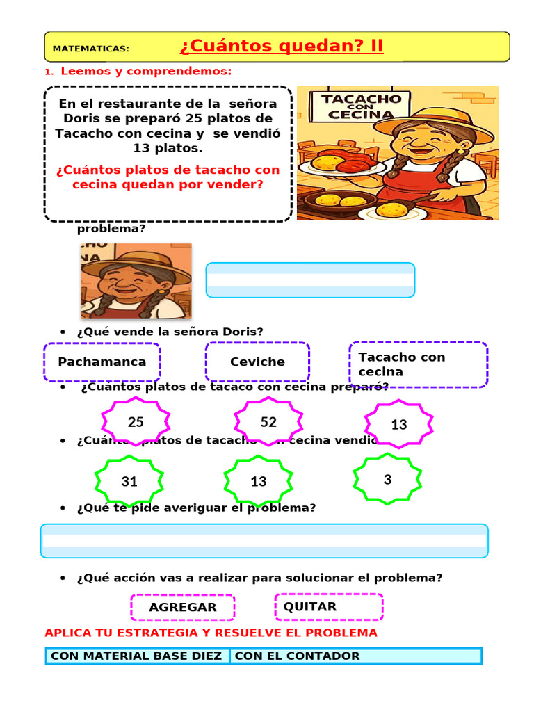 Ficha Mat Cuantos Quedan 2 | PDF