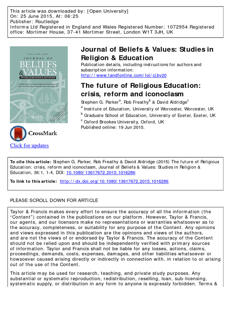 The Future of Religious Education | PDF | Reason | Pedagogy