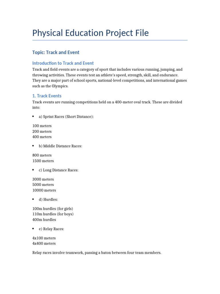 Track and Field Events Overview | PDF
