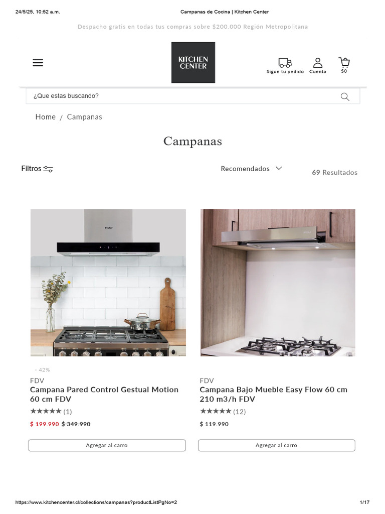 Campana Urban 60 cm 350 m3/h FDV | PDF | Cocina
