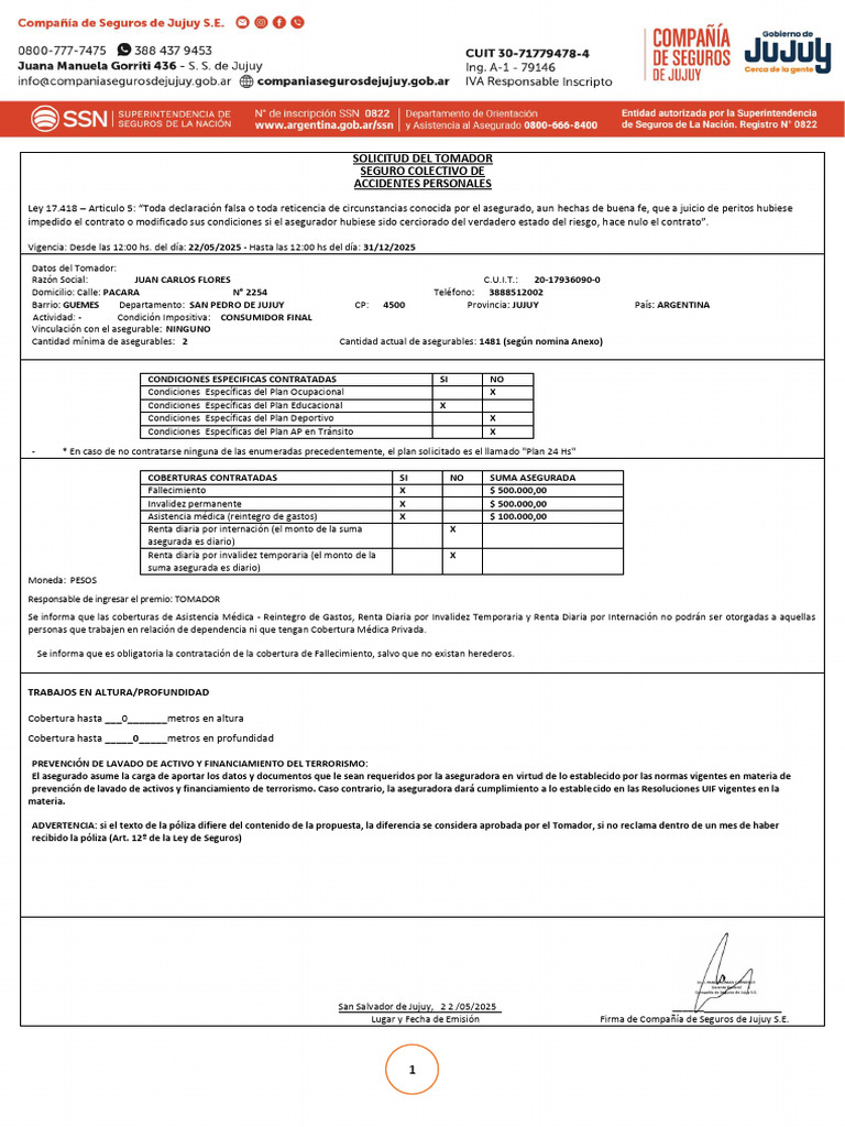 Solicitud AP IES 6 - Poliza 60.687 | PDF | Póliza de seguros | Derecho privado