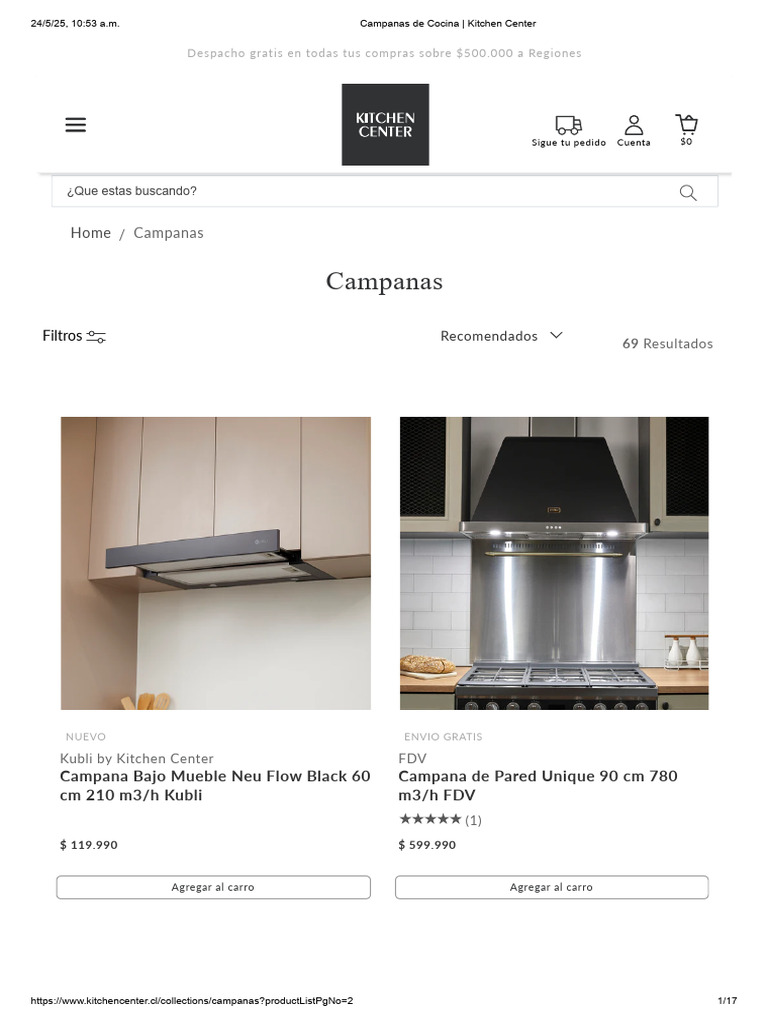 Campanas de Cocina en Kitchen Center | PDF | Cocina