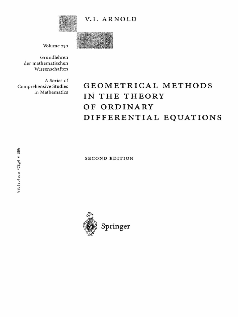 Geometrical Methods in The Theory of Ordinary Differential Equations ...