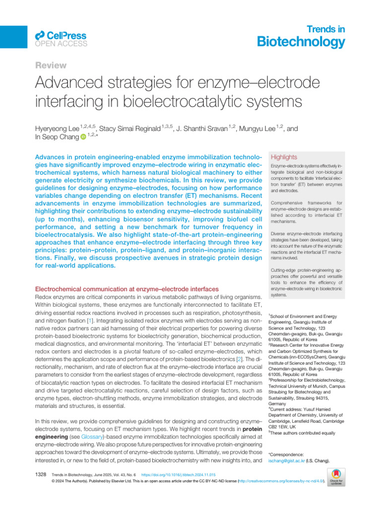 Advanced Strategies For Enzyme– Electrode in | PDF | Redox | Enzyme