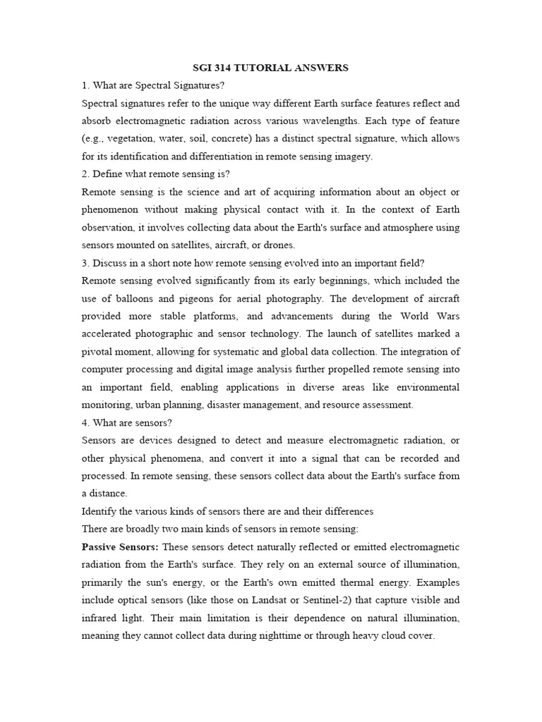 Sgi 314 Tutorial Answers - 101327 | PDF | Electromagnetic Spectrum | Infrared