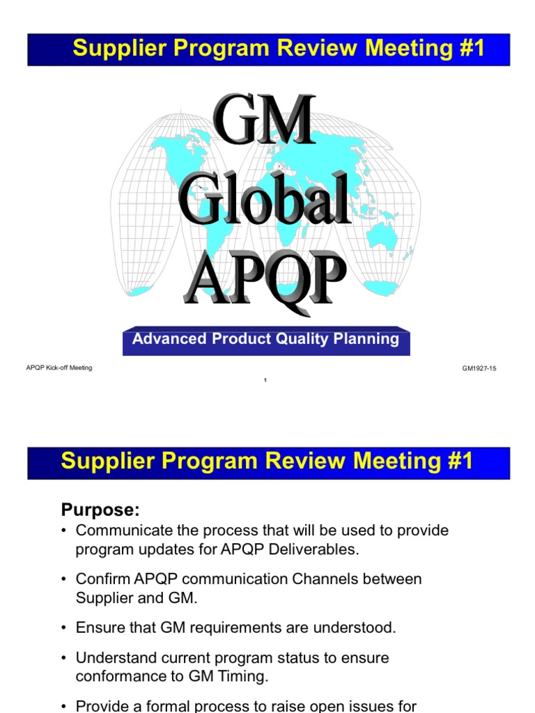 Training On APQP | PDF | General Motors | Supply Chain
