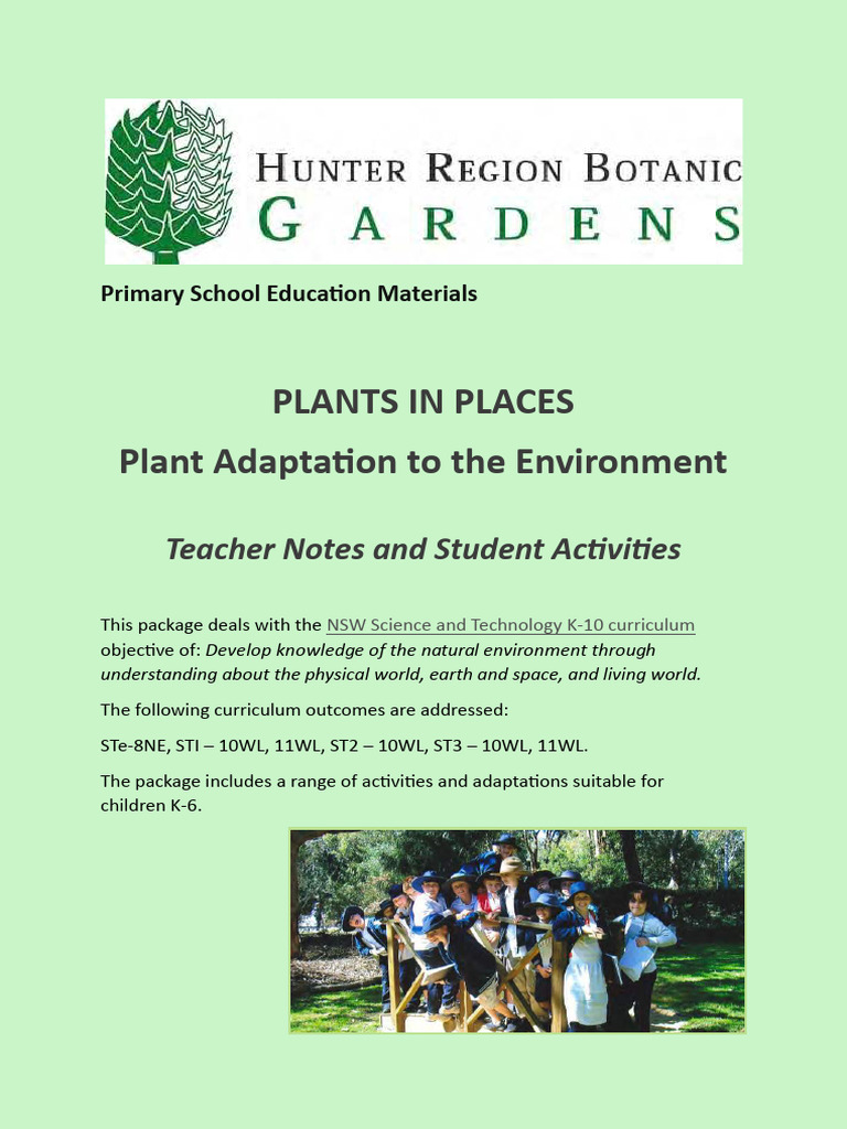 Plant Adaptation Activities for K-6 | PDF | Habitat | Soil
