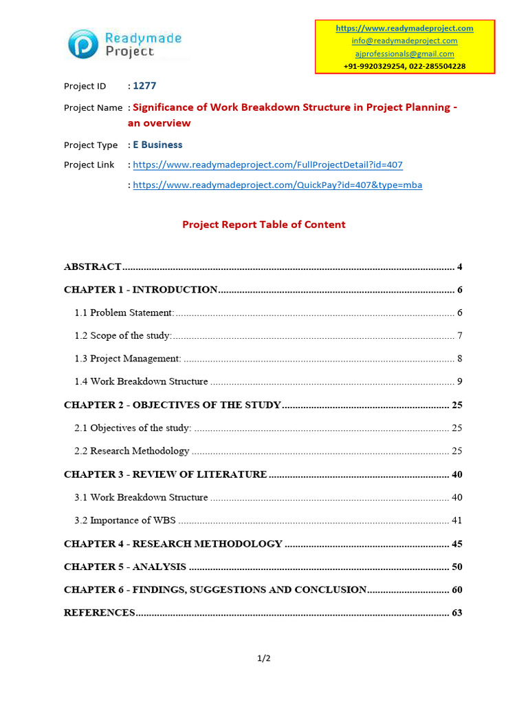 MBA Project TOC | PDF | Systems Engineering | Systems Thinking